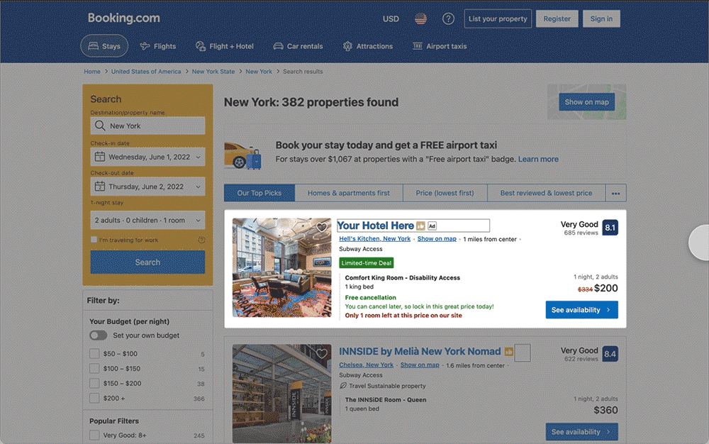 Booking Holdings Sponsored Listings