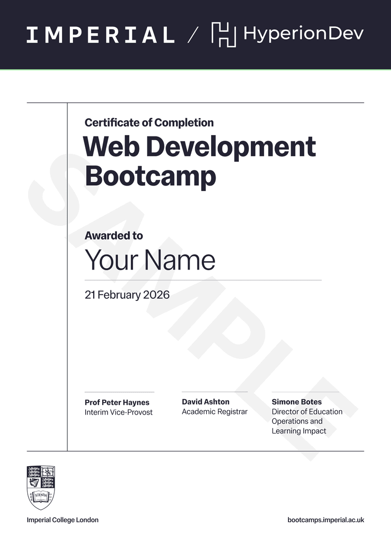 Web Development Online Bootcamp | 3-6 Months | Imperial College London