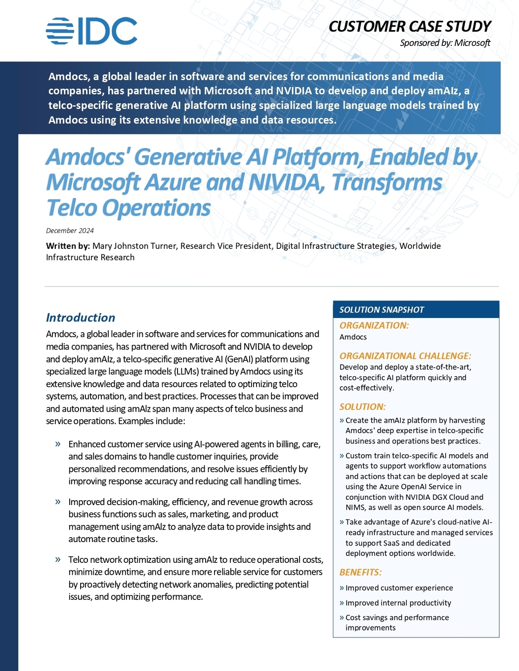 Amdocs' generative AI platform, enabled by Microsoft Azure and NIVIDA, transforms Telco operations