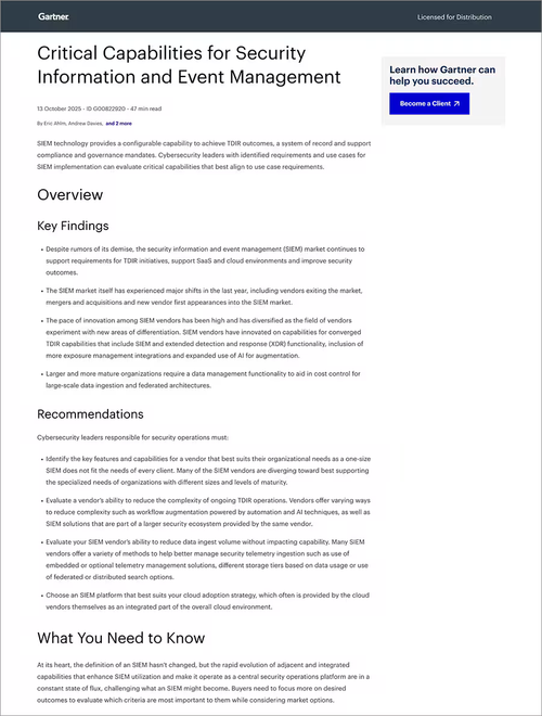 2025 Gartner® Critical Capabilities for Security Information and Event ...