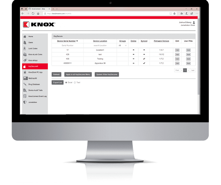 Allows management of a Knox eKey from a computer