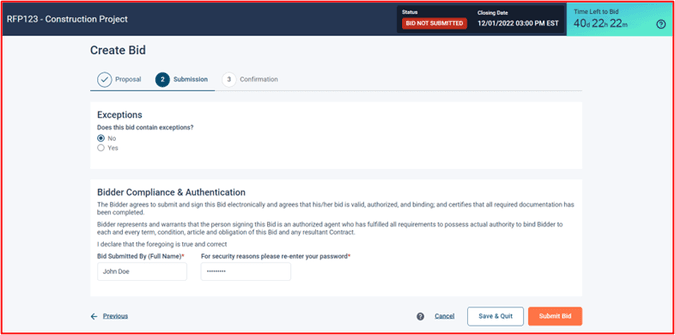 Electronic Bid Submission