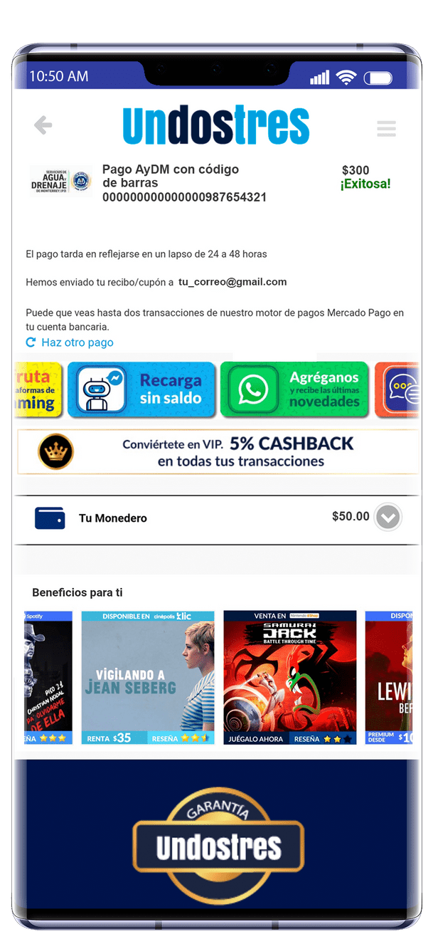 Pago de servicios | UnDosTres FAQ