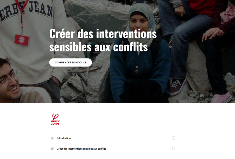 Cours en ligne sur la Création d'interventions sensibles aux conflits ...