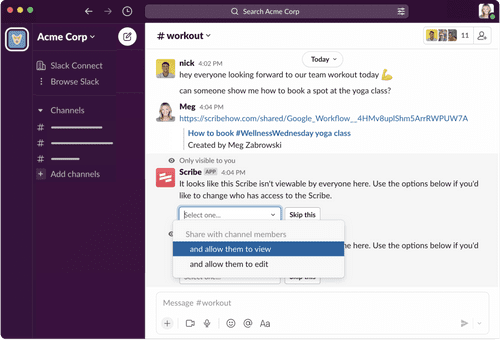 Scribe + Slack App