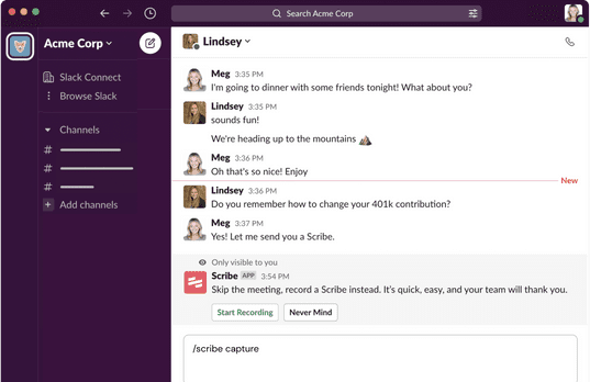 Scribe + Slack App