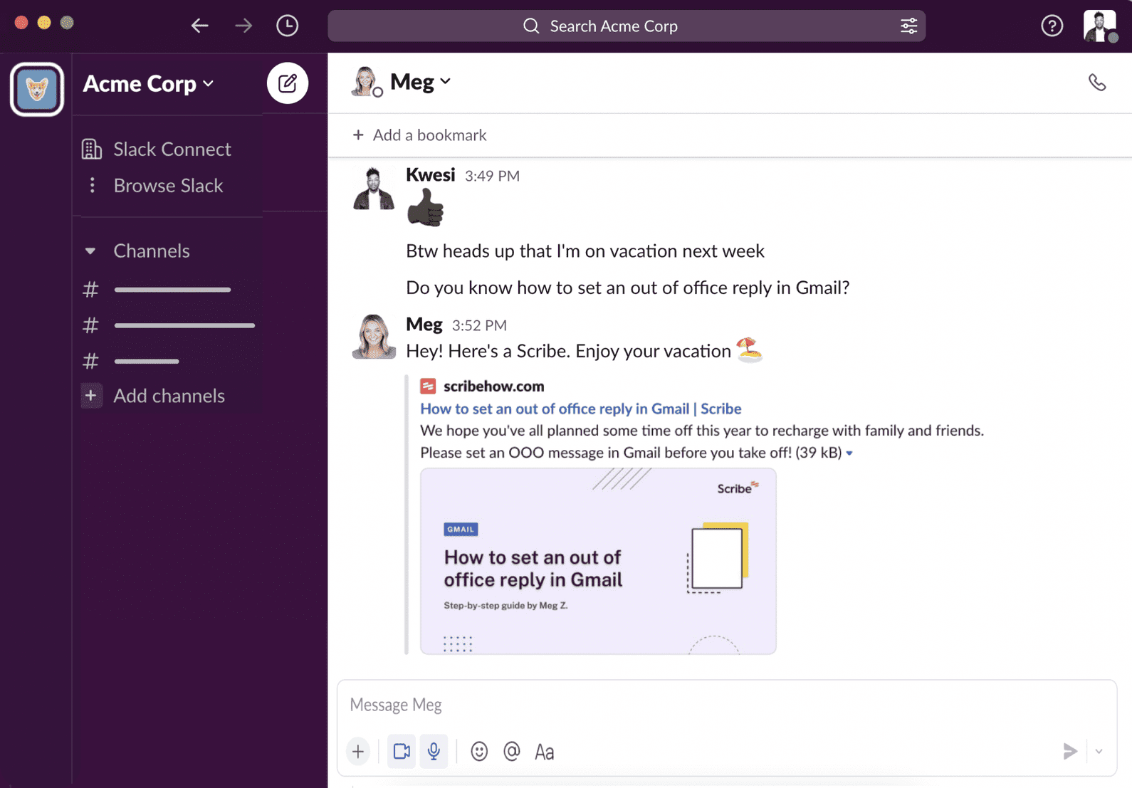 Scribe + Slack App