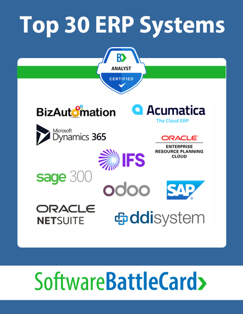 Top 30 ERP Software :: Software BattleCard