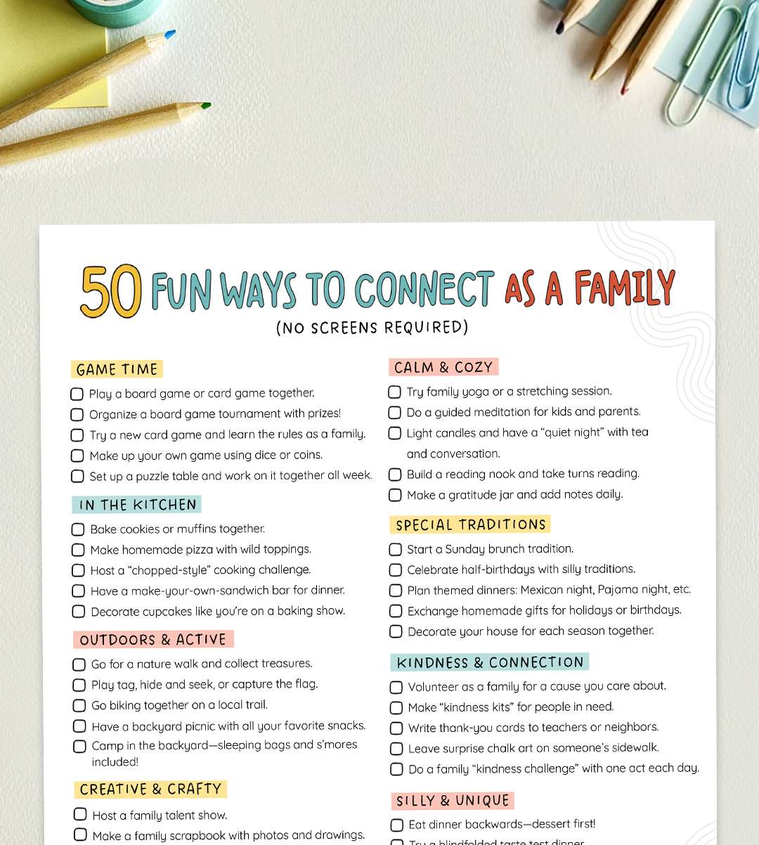 In this checklist, your family will: