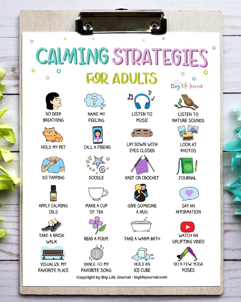 Calming Strategies for Adults Printable Poster from Big Life Journal Calming Strategies for Adults Printable Poster from Big Life Journal