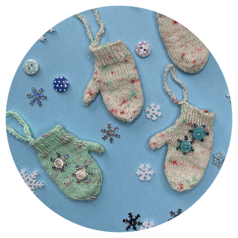 Mini Knitted Mittens Ornament | The Knitting Circle
