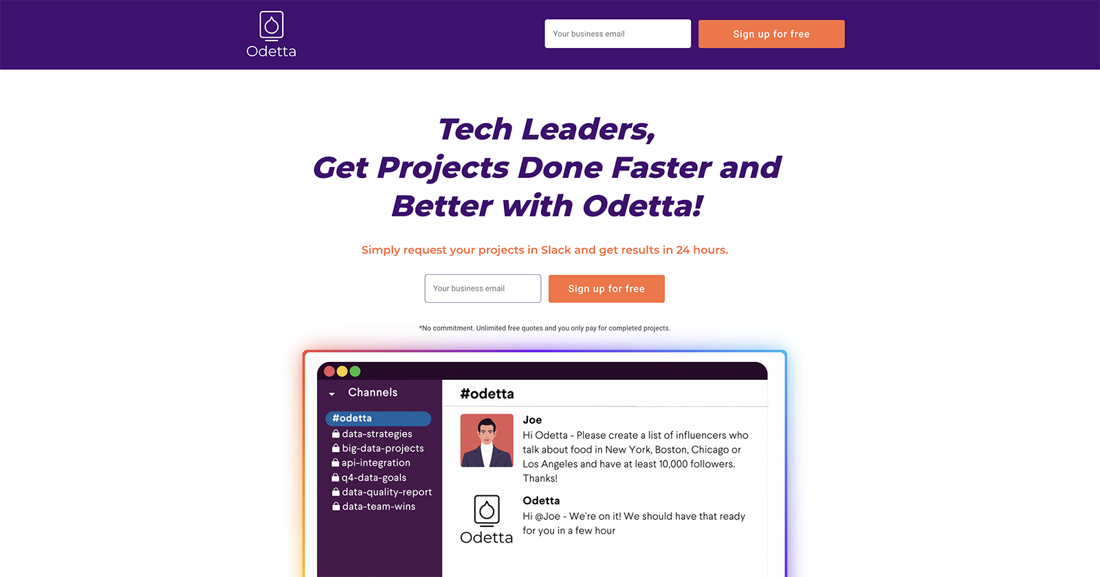 Odetta: Slack-Based Project Solutions for Tech Startups