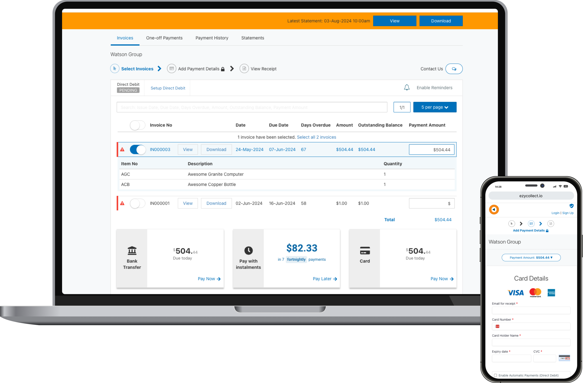 ezyCollect online payments makes your business easier to pay