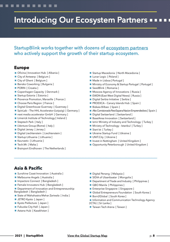 StartupBlink's Ecosystem Partnership