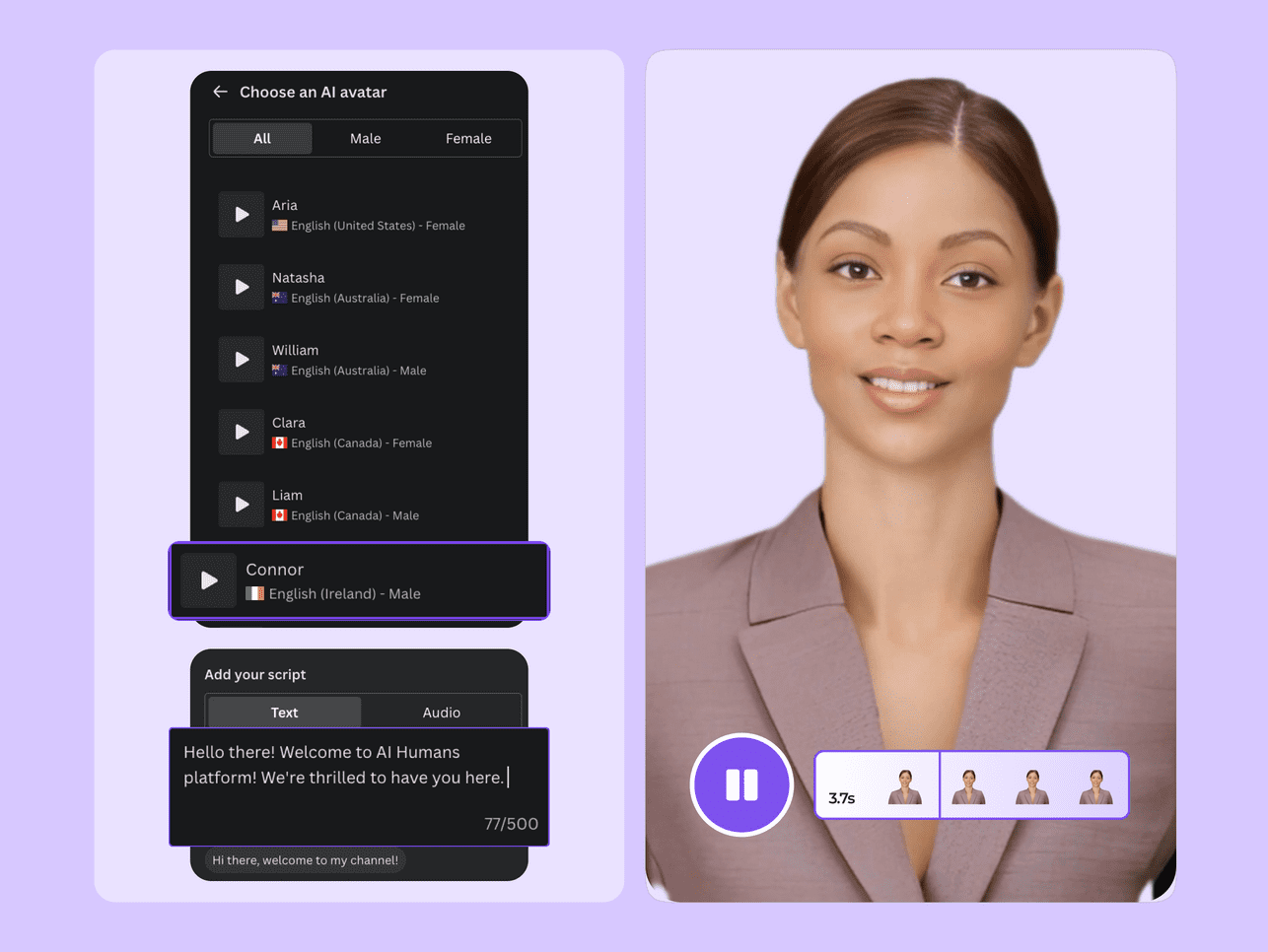 With the integrated Synthesys AI Humans into Canva, you can..