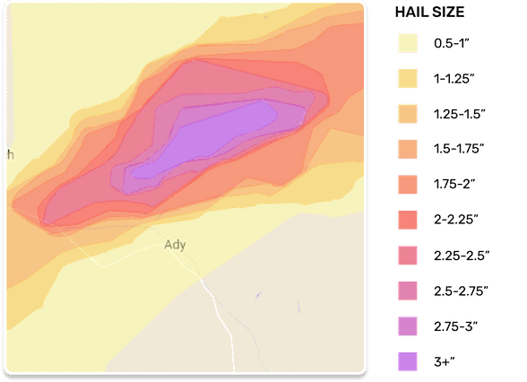 LIVE HAIL SWATH ANALYSIS