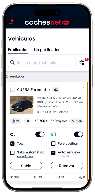 Descarga la App coches.net PRO - Gestiona tu negocio de vehículos en cualquier lugar