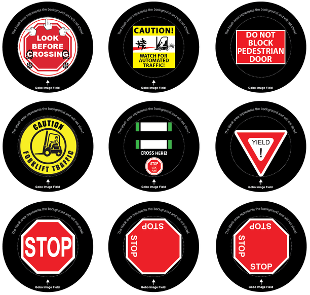 Projected safety signs are highly visible and never get dirty