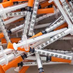 Used needles and syringes, Used surgical instruments.