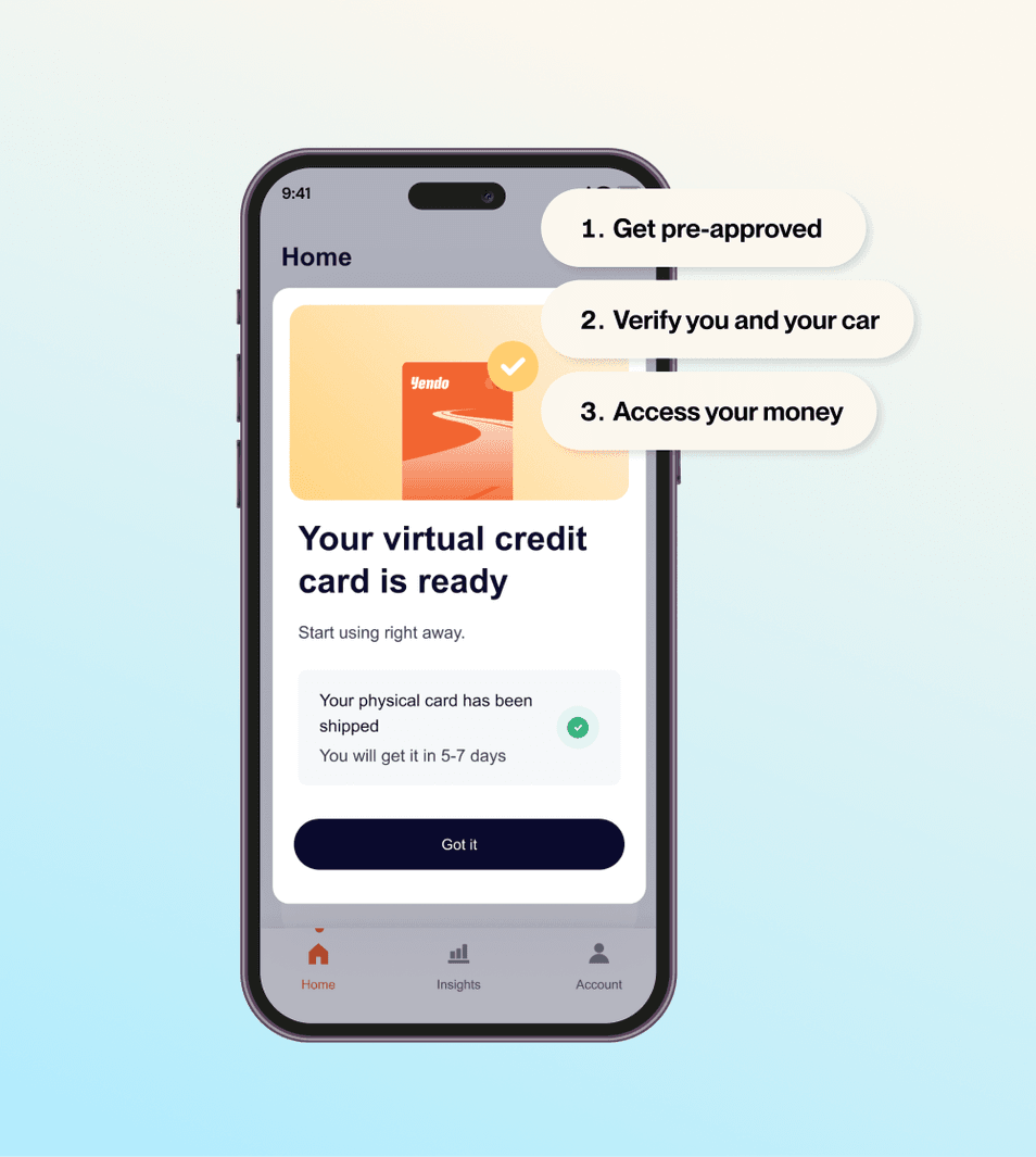 Your Yendo Credit Card is just 3 steps away.