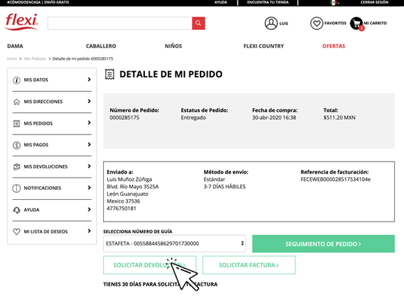 Cómo hacer una devolución - Sitio Flexi