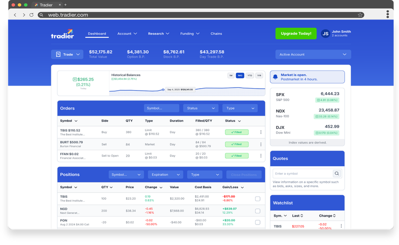 Tradier Web | Execution-First Options Trading Platform