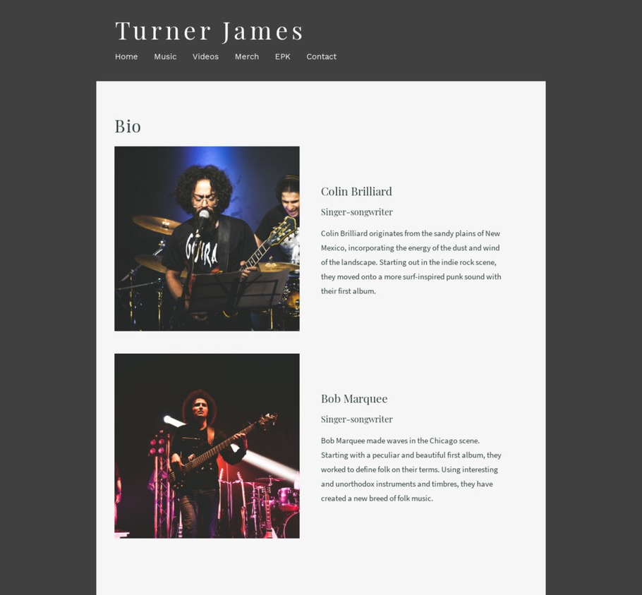 EPK Templates for Bands and Music Artists | Bandzoogle