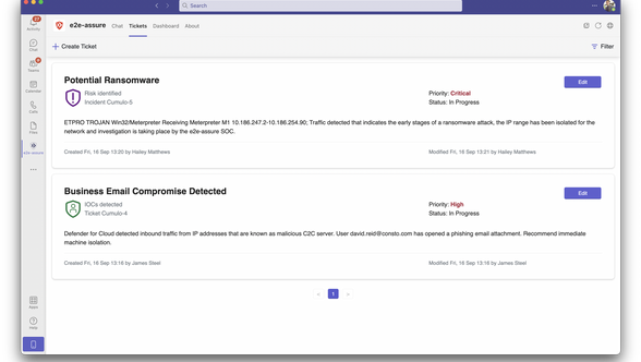 e2e-assure for Microsoft Teams | Faster Threat Detection and Response