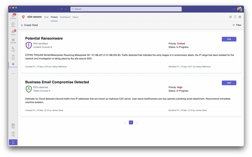 e2e-assure for Microsoft Teams | Faster Threat Detection and Response
