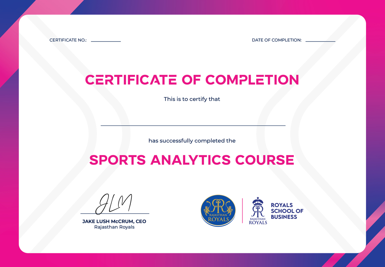 Certified Sports Analytics Course Online - Rajasthan Royals