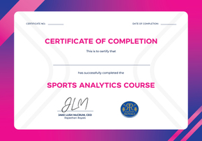 Certified Sports Analytics Course Online - Rajasthan Royals