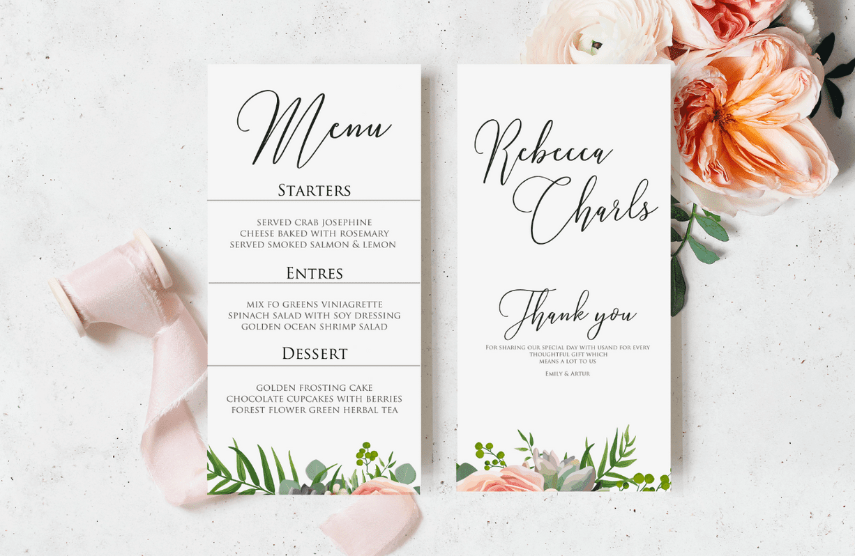 Faites Imprimer un Menu de Mariage Fantastique