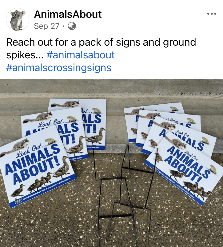 Look out! Animals About! wildlife safety signs.