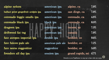 Digital Drink Menus - TapHunter