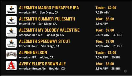 Digital Drink Menus - TapHunter