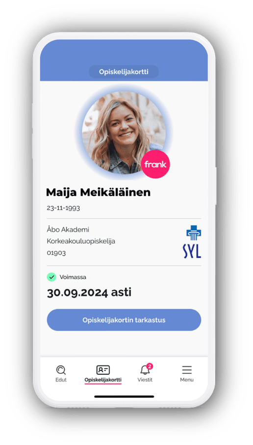 Student card? Frank.